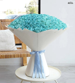 100 Blue Tiffany Roses Bouquet